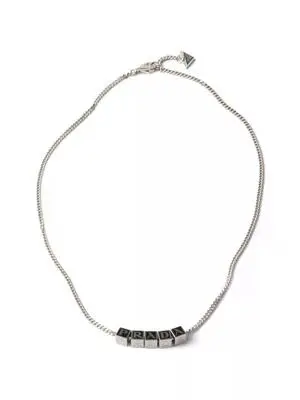 Prada Enameled Metal Lettering Logo Necklace - Silver