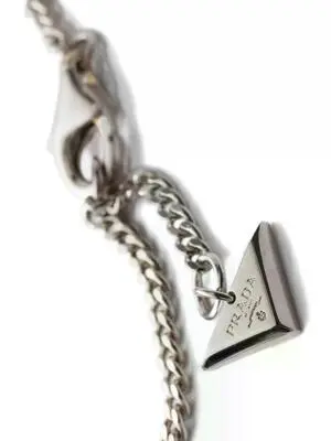 Prada Enameled Metal Lettering Logo Necklace