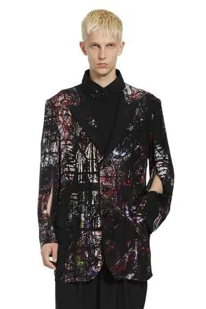Yohji Yamamoto Stained Glass Printed Message Blazer