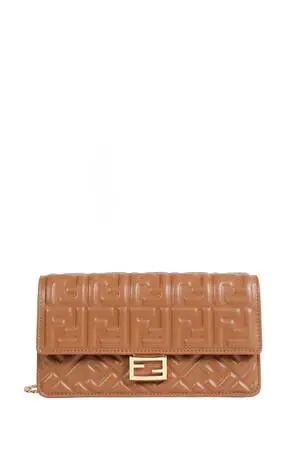 Fendi Baguette Wallet On Chain - Brown