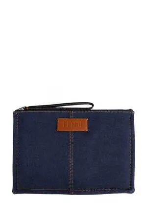 Fendi Ff Medium Flat Pouch - Blue