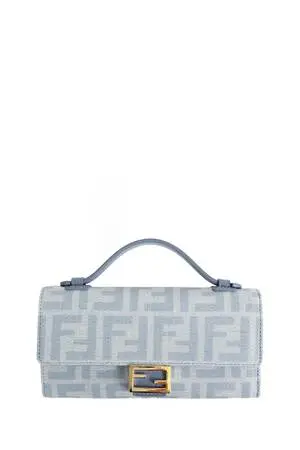 Fendi Baguette Continental Chain Wallet In Ff Denim