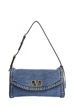 Valentino Garavani Denim Shoulder Bag With Vlogo Closure