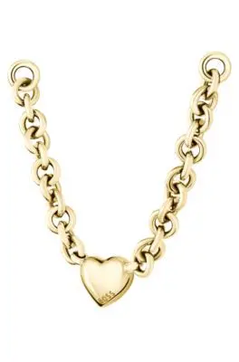 BOSS Heart Charm Necklace In Gold-tone Steel