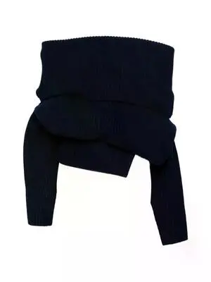 A.W.A.K.E. Mode Asymmetric Ribbed Sweater - Blue