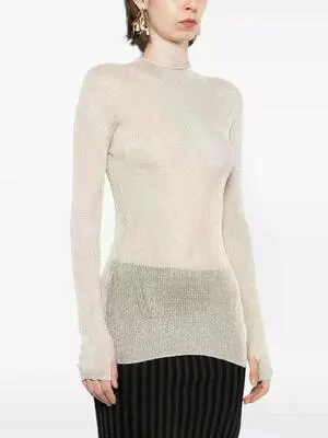 CFCL Metallic-effect Ribbed High Neck Top