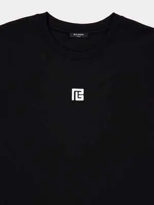 Balmain Embroidered Pb Logo T-shirt - Black
