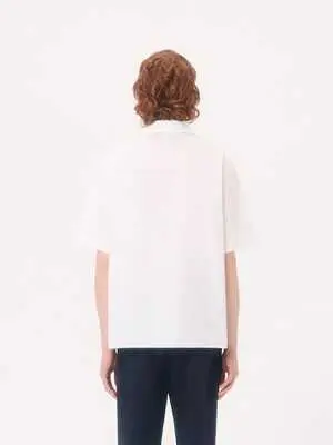 Valentino Garavani Bowling Shirt In Cotton Poplin With Vgold - White