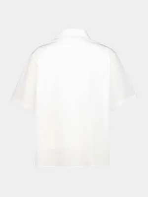 Valentino Garavani Bowling Shirt In Cotton Poplin With Vgold - White