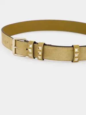 Valentino Garavani Rockstud Suede Belt - Beige