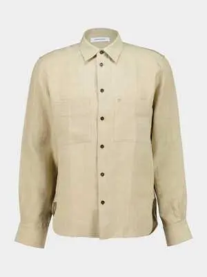 FERRAGAMO Stone Pure Linen Shirt - Beige