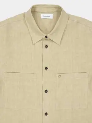 FERRAGAMO Stone Pure Linen Shirt