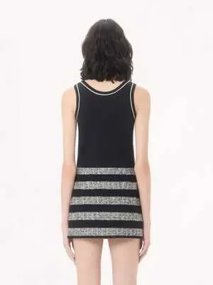 Valentino Garavani Sleeveless Cotton Jersey Top With Contrasting Edges And Vlogo Detail - Black