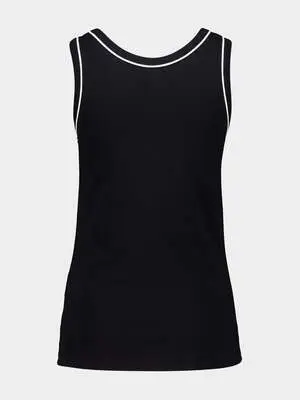 Valentino Garavani Sleeveless Cotton Jersey Top With Contrasting Edges And Vlogo Detail - Black