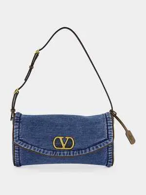 Valentino Garavani Devain Small Denim Shoulder Bag