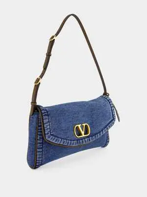 Valentino Garavani Devain Small Denim Shoulder Bag