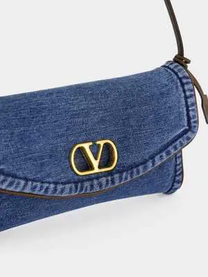 Valentino Garavani Devain Small Denim Shoulder Bag