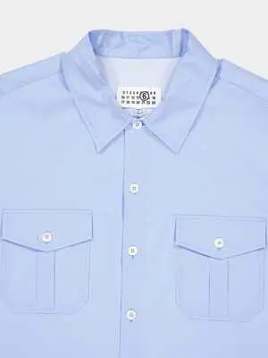 MAISON MARGIELA Light Poplin Short Sleeve Shirt - Blue