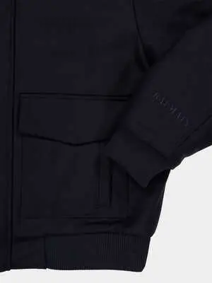 Balmain Wool Bomber Jacket With Shearling Collar - Blue