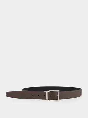 Prada Black And Saffiano Leather Reversible Belt - Brown