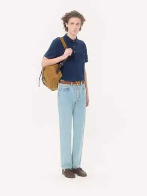 Valentino Garavani Cotton Piqué Polo Shirt With Vgold - Blue