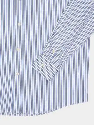 Valentino Garavani Ivory And Cotton Poplin Shirt With Vgold Stripes - Blue