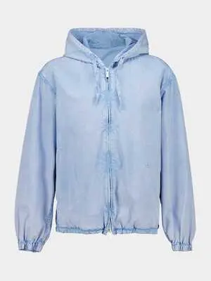 FERRAGAMO Washed Denim Blouson Jacket - Blue