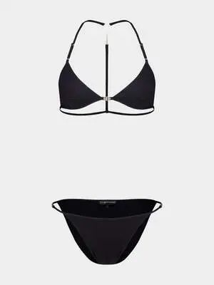 TOM FORD Triangle Bikini With T-trim And Logo Detail - Black