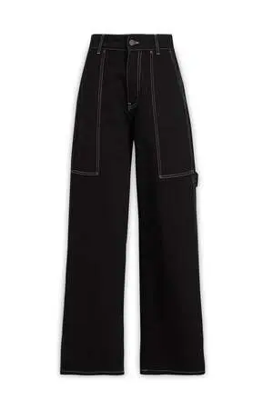 Stella McCartney STELLA MCCARTNEY Black Wash Wide Leg Jeans With Contrast Stitching Multicolor