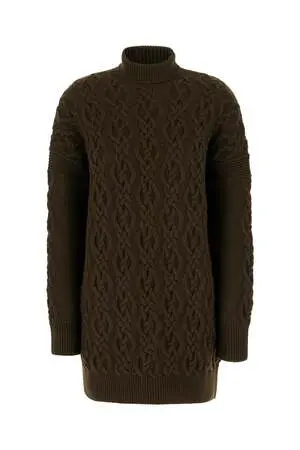Max Mara Turtleneck Cable Knit Dress