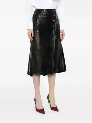 Alexander McQueen Button-detail Leather Skirt
