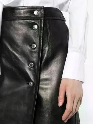 Alexander McQueen Button-detail Leather Skirt