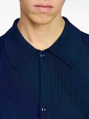 Sandro Ribbed Knit Shirt Collar Cardigan