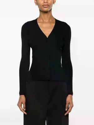 Sandro Lace-trim Ribbed-knit Cardigan
