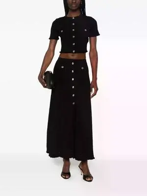 Sandro Cropped Short-sleeve Cardigan With Ruffled Trim