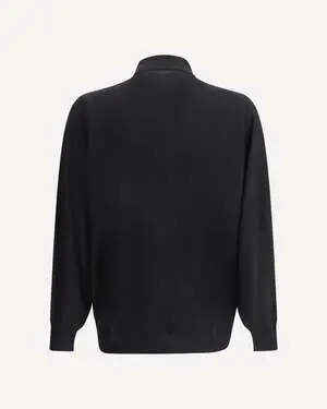 Brunello Cucinelli Virgin Wool Polo Sweater - Black