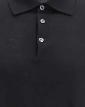 Brunello Cucinelli Virgin Wool Polo Sweater - Black