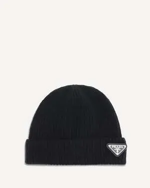 Prada Logo Beanie Hat - Black
