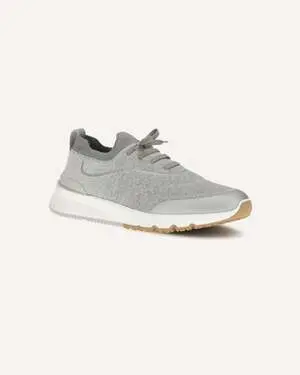 Brunello Cucinelli Techno Cotton Knit Sneakers - Grey