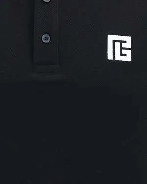 Balmain Pb Embroidered Logo Polo - Black