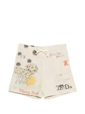 OPEN YY Graphic Print Drawstring Shorts