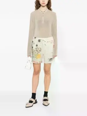 OPEN YY Graphic Print Drawstring Shorts