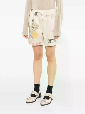 OPEN YY Graphic Print Drawstring Shorts