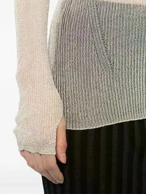 CFCL Metallic-effect Ribbed High Neck Top