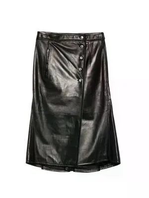 Alexander McQueen Button Detail Leather Skirt