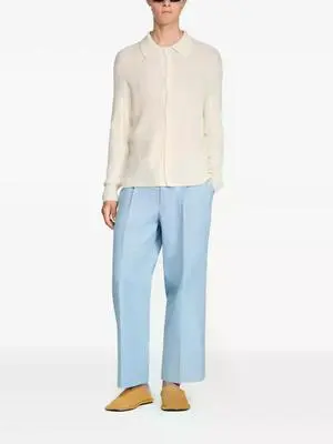 Sandro Ribbed Cardigan With Shirt Collar