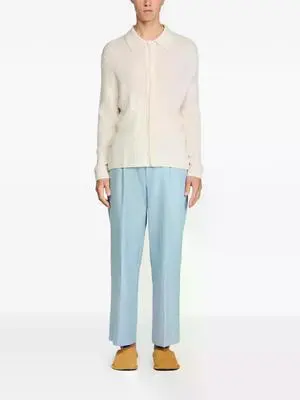 Sandro Ribbed Cardigan With Shirt Collar