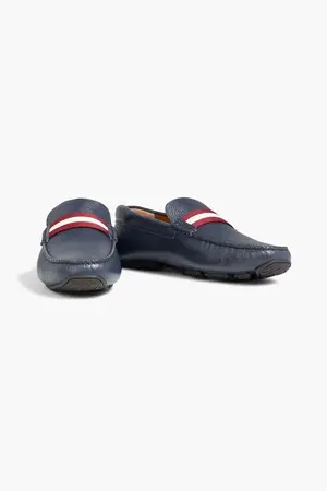 Bally Pebbled Leather Loafers With Grosgrain Trim