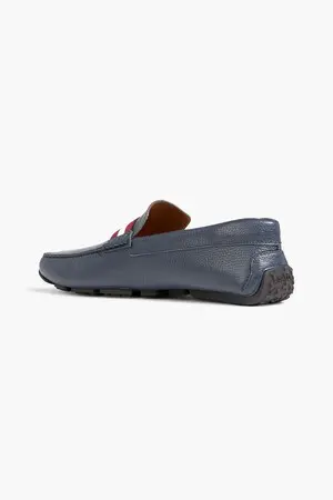 Bally Pebbled Leather Loafers With Grosgrain Trim