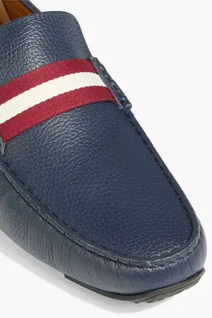 Bally Pebbled Leather Loafers With Grosgrain Trim